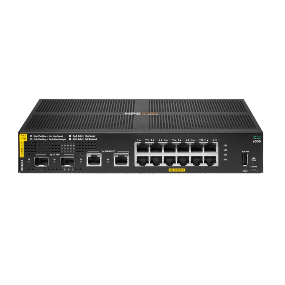 HPE Aruba CX 6000 12G Class4 PoE 2G/2SFP 139W Switch