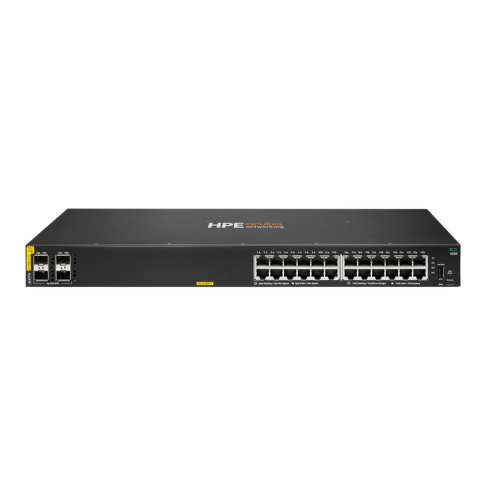 HPE Aruba CX 6100 24G Class4 PoE 4SFP+ 370W Switch JL677A